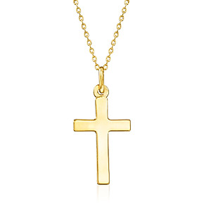 Ross-Simons Italian 18kt Yellow Gold Cross Pendant Necklace. 18 inches