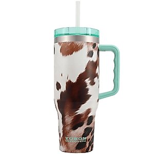 Yukon Outfitters Fit Forty 40oz Double Wall Vacuum Insulated Stainless Steel Tumbler with Reusable Straw & Ergonomic Handle | For Hot or Cold Beverage, Buckle Bunny