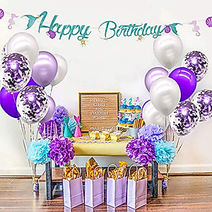 72pcs Purple Balloons Assorted Latex Purple Confetti White Balloons for Wedding Birthday Graduation Party Decorations