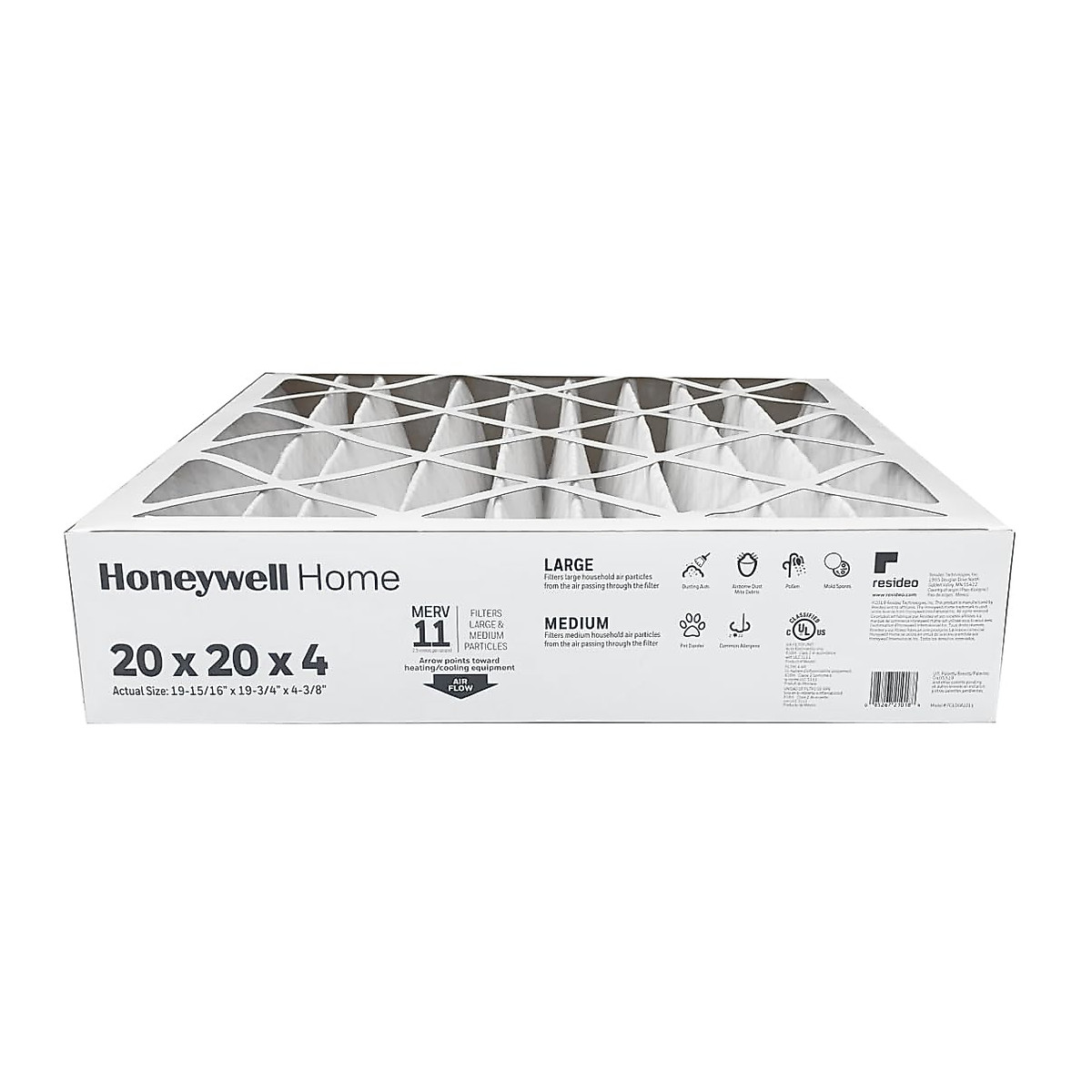 Honeywell FC100A1011-20" x 20" x 4" Pleated Air Filter, MERV 11 Bundle with Same Day Supply Filter Change Reminder (2)
