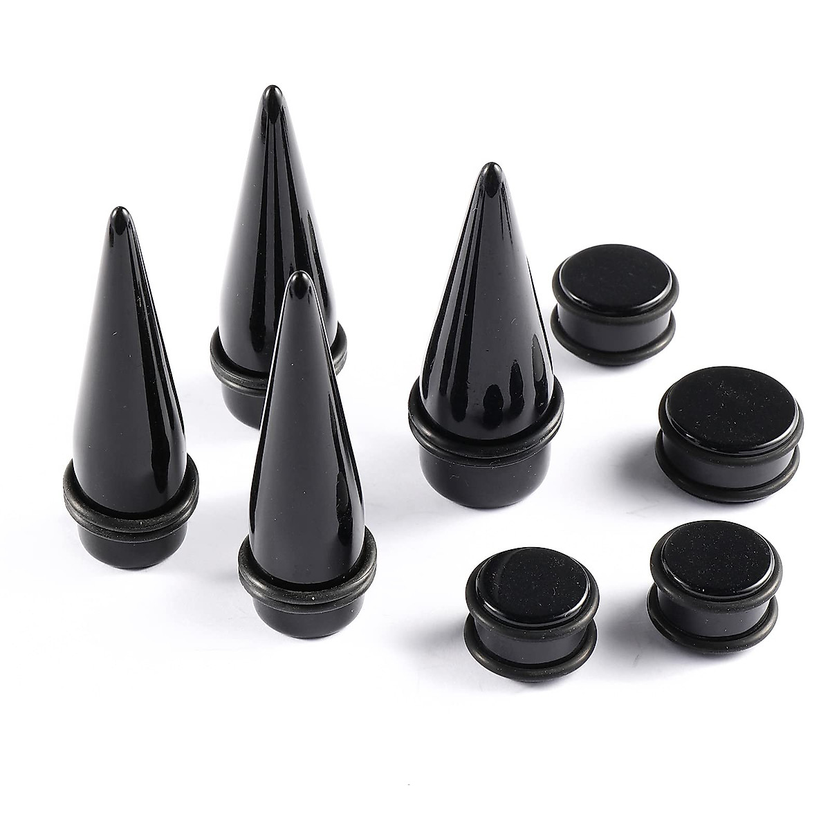 Memsion Ear Stretching Kit Gauges 24 Pieces Big Gauges 00G-20mm Ear Gauges Expander Set Acrylic Ear Tapers and Plugs Body Earring Piercing Kits Black Color