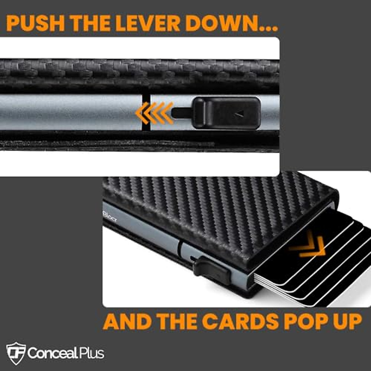 Conceal Plus Slide Up Wallet for Men, Secure Scan Proof Wallet with Pop Up Card Wallet Once Click Acess - Makes a Great Gift or Travel Wallet