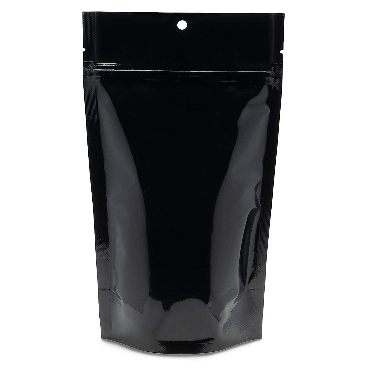100 Pack Glossy Black Mylar Nylon 4 Mil 5" x 8.5" Stand Up Food Pouch Zip Lock Smell Proof Bags