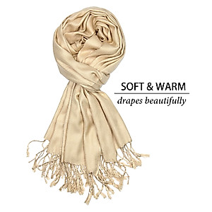 Achillea Soft Silky Solid Pashmina Shawl Wrap Scarf for Wedding Bridesmaid Evening Dress … (Champagne)