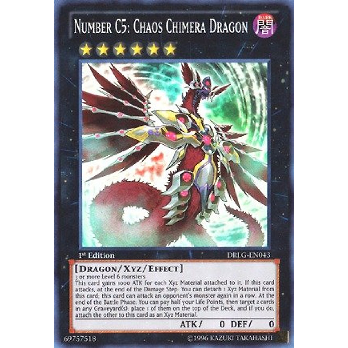 Yu-Gi-Oh! - Number C5: Chaos Chimera Dragon (DRLG-EN043) - Dragons of Legend - Unlimited Edition - Super Rare