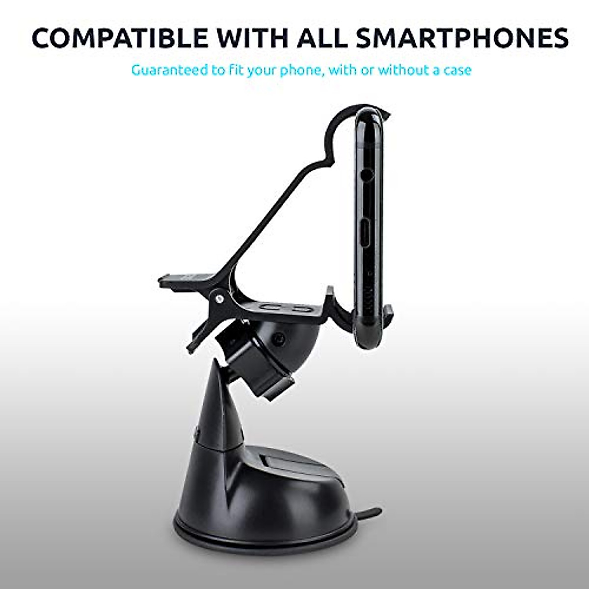 Olixar Windshield Phone Mount for Car - Easy to Use & Install Dock & Go - Very Sturdy Even on Bumpy Roads - Universal - Black