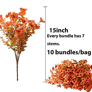 Gormiya 10 Bundles Bulk Outdoor Fall Artificial Fake Flowers UV Resistant Autumn Plastic Faux Hanging Greenery Plants for Backyard Window Box Porch Patio Garden Home Decor