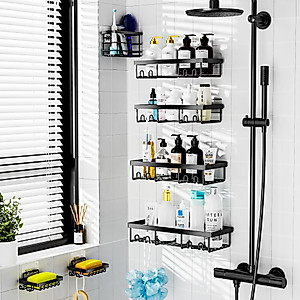 Moforoco 7 Pack Adhesive Shower Organizer Caddy Shelves Rack - Corner Bathroom Storage Organization, Home&Kitchen Decor Inside RV Accessories, Hanging House Apartment Camper Essentials