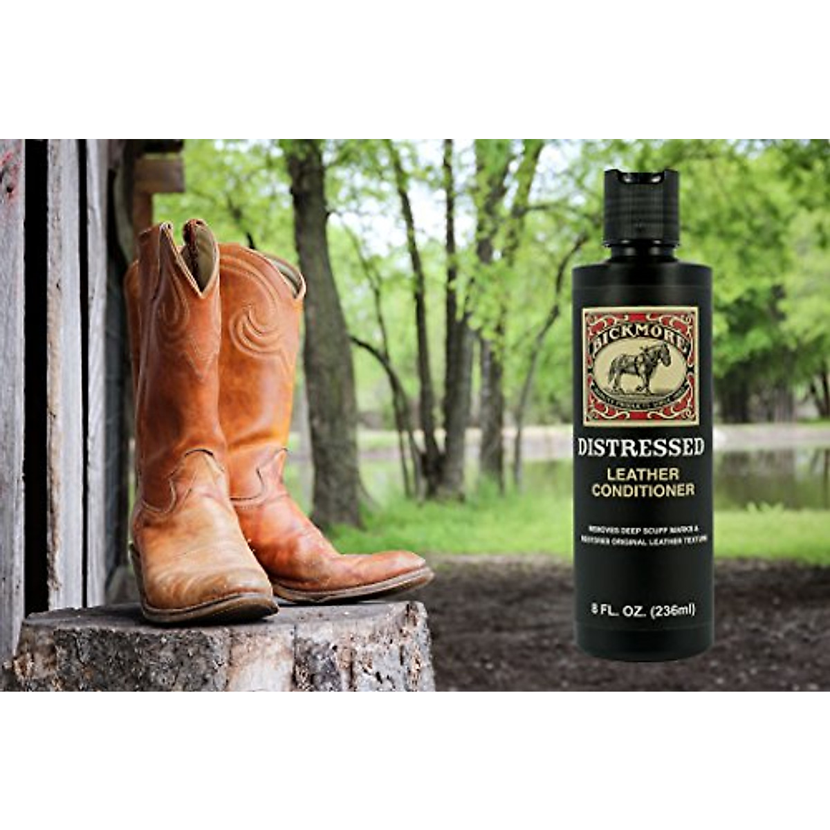 Bickmore Distressed Leather Conditioner 8 oz - Cleaner and Conditioner Lotion for Distressed Leather - Soften and Restore Jackets, Shoes, Boots, Bags and More
