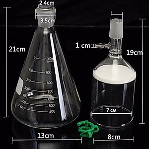 Glass Vacuum Suction Filter Filtration Kit 1000mL Conical Flask 250ml Buchner Funnel (250/1000ml)