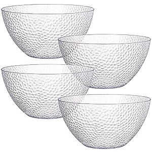 Suwimut 4 Pack Clear Plastic Serving Bowls for Parties, 135 OZ Large Round Disposable Plastic Snack or Salad Bowl, Clear Chip Bowls Plastic Candy Dish Salad Serving Containers