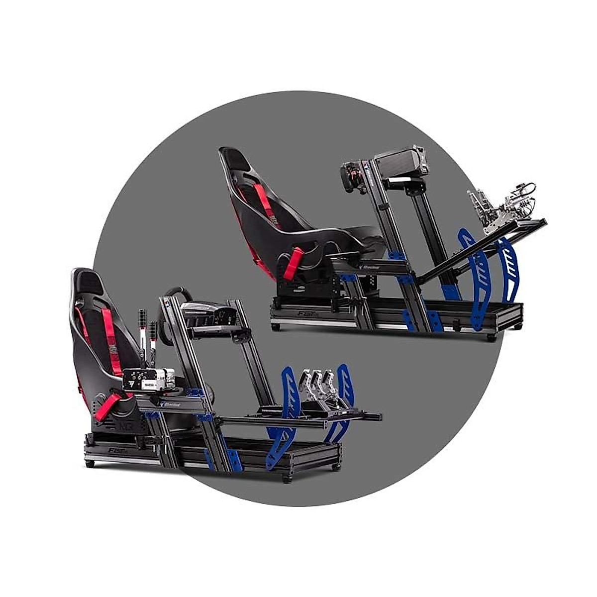 Next Level Racing F-GT Elite Formula and GT Aluminum Profile Simulator Cockpit iRacing Edition (NLR-E012) - PC and Next Level Racing Floor Mat (NLR-A005)