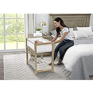 Delta Children Classic Wood Bedside Bassinet Sleeper Portable Crib with HighEnd Wood Frame, Paint Dabs