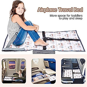 Airplane Seat Extender for Kids, Portable Toddler Airplane Bed, Baby Airplane Hammock Travel Essentials for Kids, 31.1x17.3in Foldable, Comfortable, Waterproof, Durable and Safe