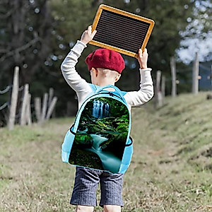 VBFOFBV Unisex Adult Backpack with for Travel Work, Rainforest Waterfall Landscape