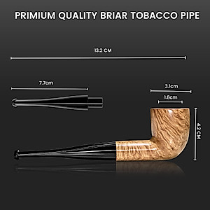 SPIPER smooth Briar Zulu Tobacco Straight pipe, 100% Quality Handmade pipe with smooth Acrylic Stem, Beginner Pipe，Great Gift for Father,friends (Light Brown)