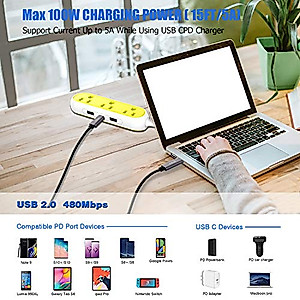RUJOI Long USB C Cable 15FT with 100W Capacity, USB C to USC C 2.0 Cable Long 15 Feet Fast Charge Phone Cable 5A and 480Mps Data Speed, Cable Clip Included