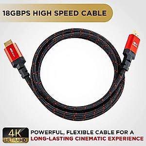 Ritz Gear 4K HDMI 2.0 Cable 12 ft. [3 Pack] 18 Gbps Ultra High Speed Braided Nylon Cord & Gold Connectors - 4K@60Hz/UHD/3D/2160p/1080p/ARC & Ethernet. Compatible with UHD TV/Monitor/PC/PS5/Xbox