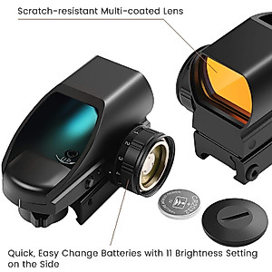 OTW RS-25 1x22x33mm Reflex Sight, Multiple Reticle Red Dot Sight with Picatinny Rail Mount, Absolute Co-Witness