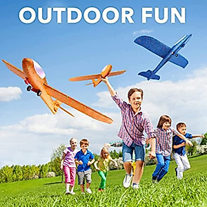 Airplane Toys Foam Aeroplane Activities Glider Planes Launcher Flying Led Light Catapult Games Kit Outdoor for Boys Girls Kids 3 4 5 6 7 8 Year Olds age 4-10 Presents Birthday 3 Pack