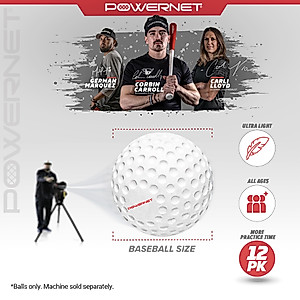 PowerNet Corbin Carroll Launch F-lite Ultra Light Dimpled Practice Balls for Pitching Machine | One Dozen