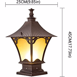 SANBDDLYY E27 Exterior Pillar Lamp Courtyard Lawn Villa Gate Fence Column Lamp Die-cast Aluminum Waterproof Outdoor Post Light House Porch Patio Outside Deck Walkway Driveway Streetlight