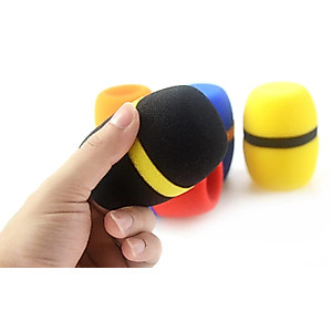Fielect 10Pcs Microphone Covers Foam Mic Covers Thick Handheld Stage Microphone Windscreen Foam Cover Black for KTV, Dance Ball, Conference Room, News Interviews