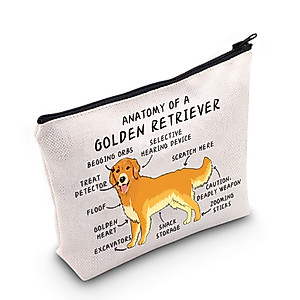 G2TUP Golden Retriever Lover Gift Anatomy Of A Golden Retriever Makeup Bag Golden Retriever Mama Cosmetics Bag Golden Retriever Owner Gift Dog Lover Zipper Travel Pouch