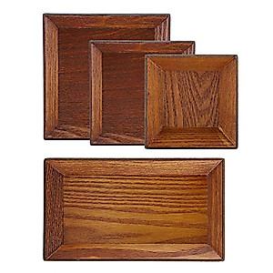 Wooden Serving Tray, Square Sushi Dish for Coffee Tables, Decorative Snack Tray for Serving Soy Sauce, Salt, Vinegar, Sugar, Spices, Dessert(21.5 * 11.5cm)