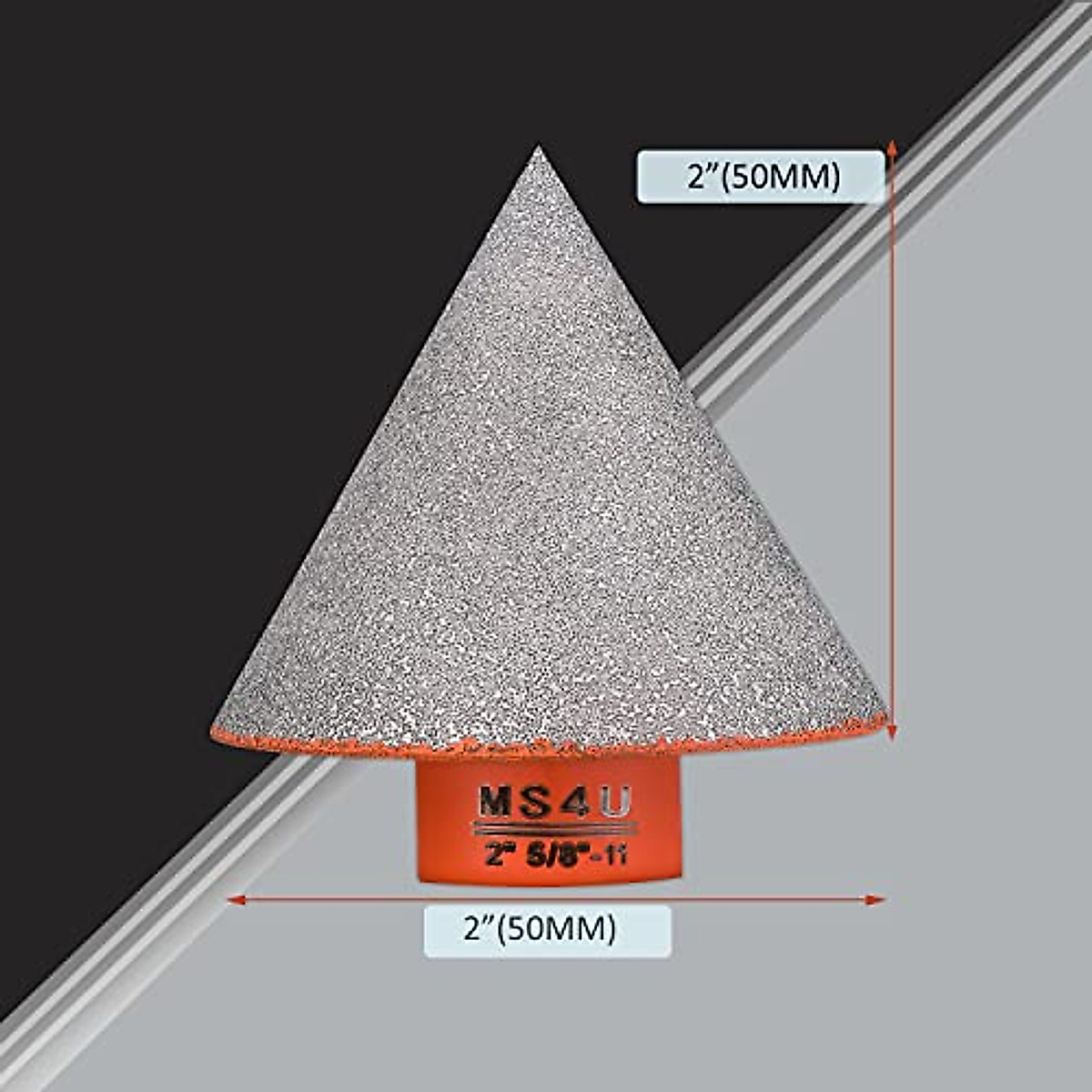 2"(50MM) Diamond Beveling Chamfer Bits for Existing Holes Enlarging, Trimming, Polishing, Bevelling, Tile Cone Grinder with 5/8"-11 Thread