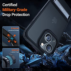 TORRAS MarsClimber Designed for iPhone 13 Case/iPhone 14 Case, [3 Stand Ways] [8FT Military Grade Shockproof] Translucent Matte Thin Slim Phone Case for iPhone 14/ iPhone 13 with Stand, Black