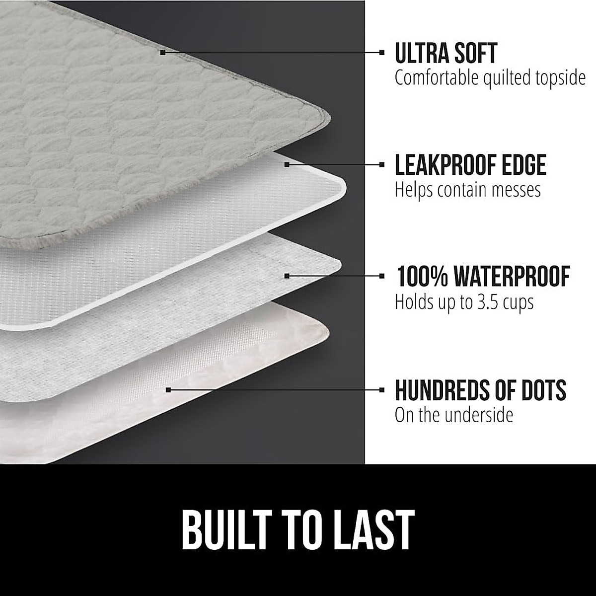 Gorilla Grip 3 Pack Soft 100% Waterproof Hypoallergenic Absorbent Baby Changing Liners, Stay in Place Pad, Slip Resistant, Quilted Machine Washable Reusable Liner Pads, Diaper Table Mat Cover, Gray