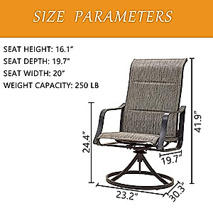 LOKATSE HOME Outdoor Patio Dining Chair Swivel Sling Rocker Set with Steel Metal Frame (Set of 2), Grey