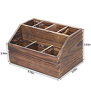 Wooden Kitchen Silverware Caddy, 7 Compartments Upgraded Cutlery Holder, Vintage Multi-Use Desktop Organizer for Home, Office…