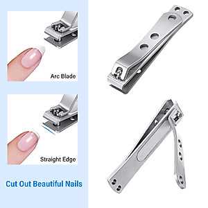 2 Pieces Nail Clipper for Thick Nails, Straight Edge Toenail Clippers, Stainless Steel Nail Cutters, Heavy Duty Large Wide Mouth Fingernail and Toenail Clippers for Men Women