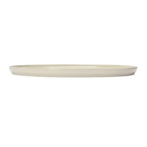 Creative Co-Op Oval Debossed Stoneware Platter, Cream and Green Reactive Glaze, 14''L x 10''W x 1''H
