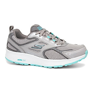 Skechers Women's Go Run Consistent Sneaker, Gray/Turquoise, 8.5 Wide