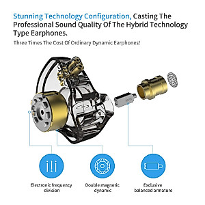 KZ ZSN Pro Metal Earphones 1BA+1DD Hybrid Technology HiFi Bass Earbuds in Ear Monitor Headphones Sport Noise Cancelling Headset(No mic，Grey)