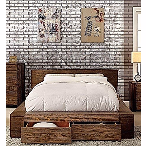 24/7 Shop at Home Janeiro II Rustic 2-Drawer California King Bed, Natural Tone