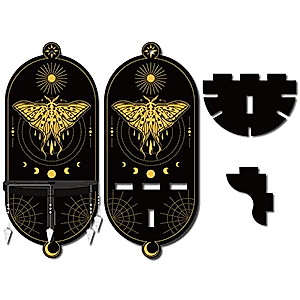 CREATCABIN 2Pcs Small Crystal Shelf Display Butterfly Wooden Crystal Holder Magical Witch Stuff Boho Rustic Altar Shelf for Hanging Crystals Stone Necklace Witchy Room Wall Decor 3.03 x 7.01inch