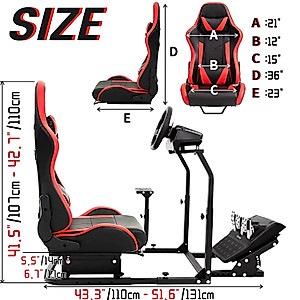Minneer Racing Simulator Cockpit with Racing Seat V2 Support Game Support Stand Up Simulation Driving Bracket for Logitech G29,G27,G25, G923 Racing Steering Wheel Stand Without Wheel and Pedals (RED)