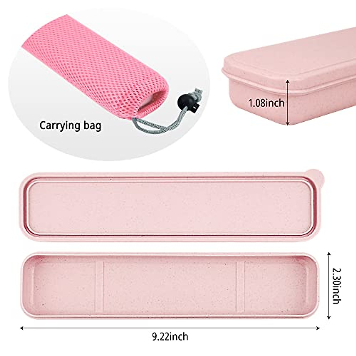H H&J HUAJIAN Portable Simple Tableware Storage Box and Storage Bag for Knives, Forks, Spoons, Chopsticks, Straws Storage for Travel, Picnic, Camping, Office, School, Bento Box. (pink)