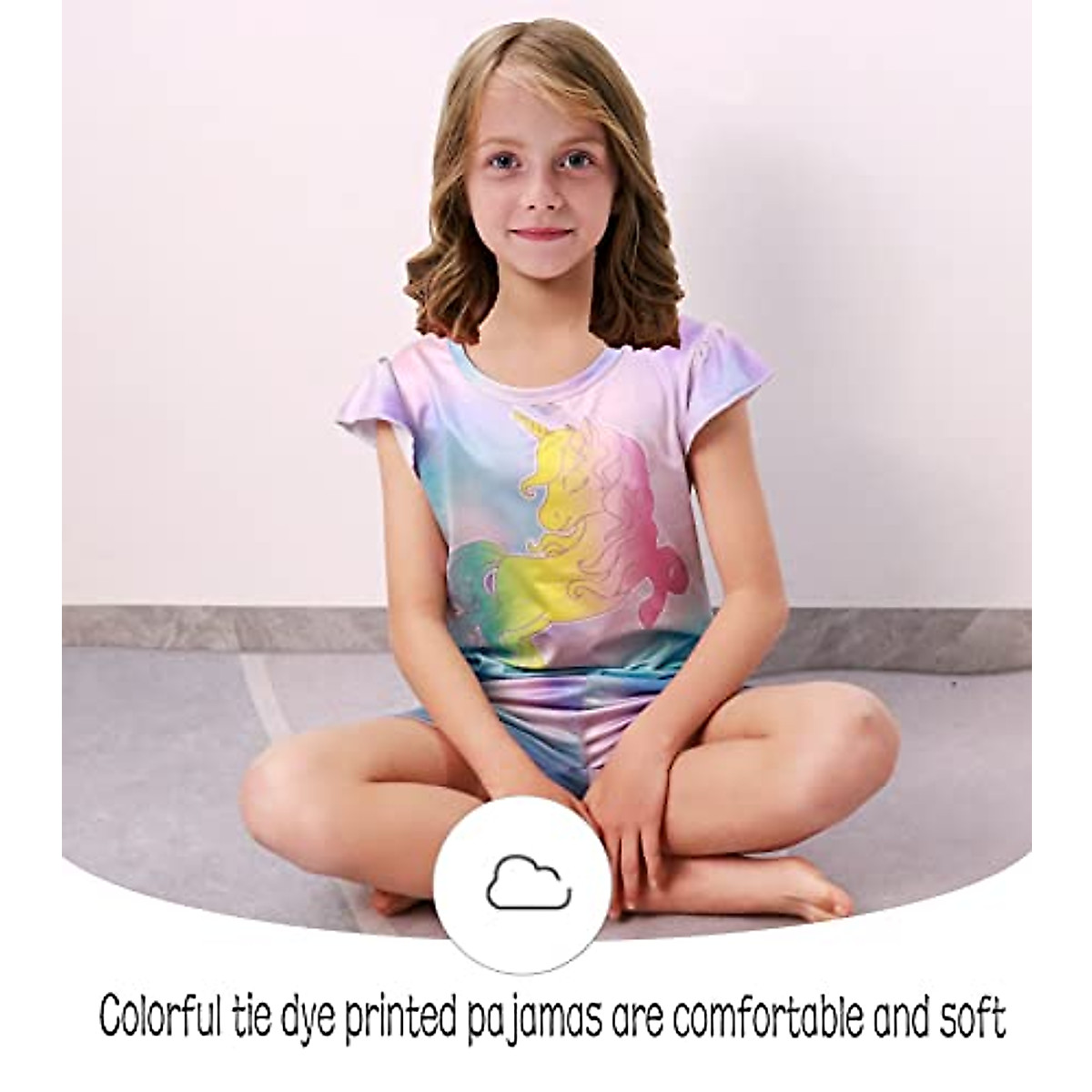 Little Girls Pajamas Short Shirts Unicorn Snug Fit Cotton Toddler Pjs Short Shirts Clothes 18 Years Blue