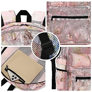 Bluboon Mesh Backpack for Girls Kids Semi-Transparent School Bookbag See Through Beach Bag Daypack Gear Backpack