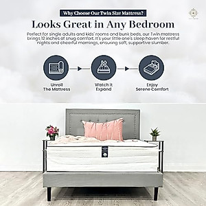 Twin Size Mattress - 12 Inch Cool Memory Foam & Spring Hybrid Mattress with Breathable Cover - Comfort Tight Top - Rolled in a Box - Oliver & Smith