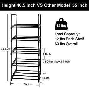 XIHAMA Shoe Rack 5 Tiers Sturdy Metal Shoe Organizer for Entryway, 10-12 Pairs Shoe and Boots Sturdy Organizer Storage Shelf Multifunctional Space Saving Shelf Organizer for Home Storage