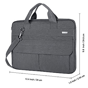 LANDICI Laptop Bag Carrying Case 13-14 inch with Shoulder Strap, Slim Waterproof Computer Sleeve Compatible with MacBook Air 13/13.3 M1 M2, MacBook Pro 13/14, Chromebook 14, Grey