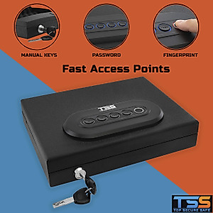 Gun Safe Box Lock Biometric Pistol Vault Firearm Security Key Pad Manual Locks [California DOJ Certified]