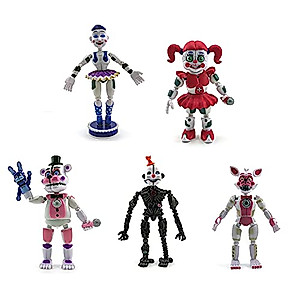 Toysvill FNAF Action Figures Sister Location (Set of 5 pcs), More Than 5 inches [Funtime Freddy Bear, Circus Baby, Ennard, Ballora, Funtime Foxy], Fun Action Simulator