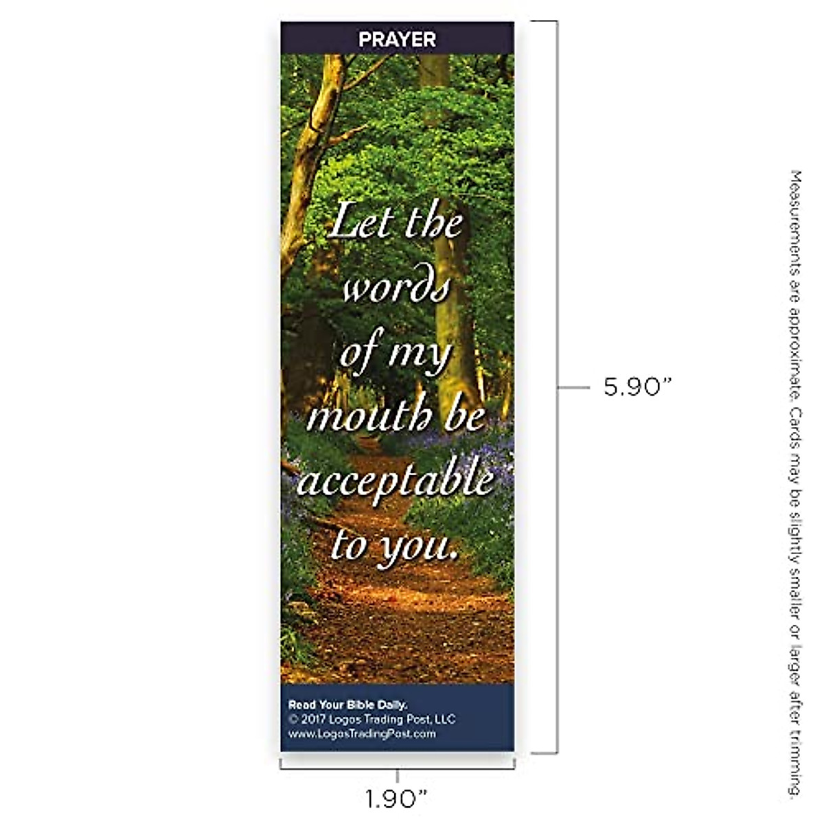 Christian Bookmark with Bible Verse, Pack of 25, Prayer Themed, Let the Words of My Mouth Be Acceptable To You, Psalm 19:14